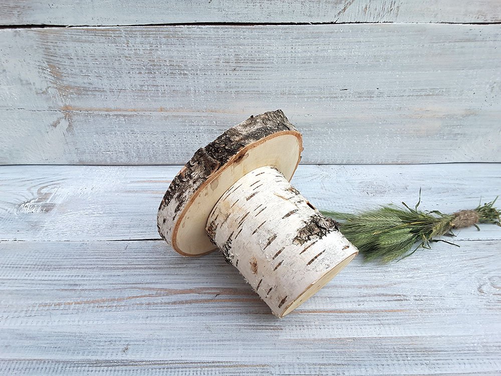 6.5'' Birch wood cake stand Wooden cupcake stand Rustic wedding decorations Wood centerpieces Rustic baby shower decoration cupcake holder
