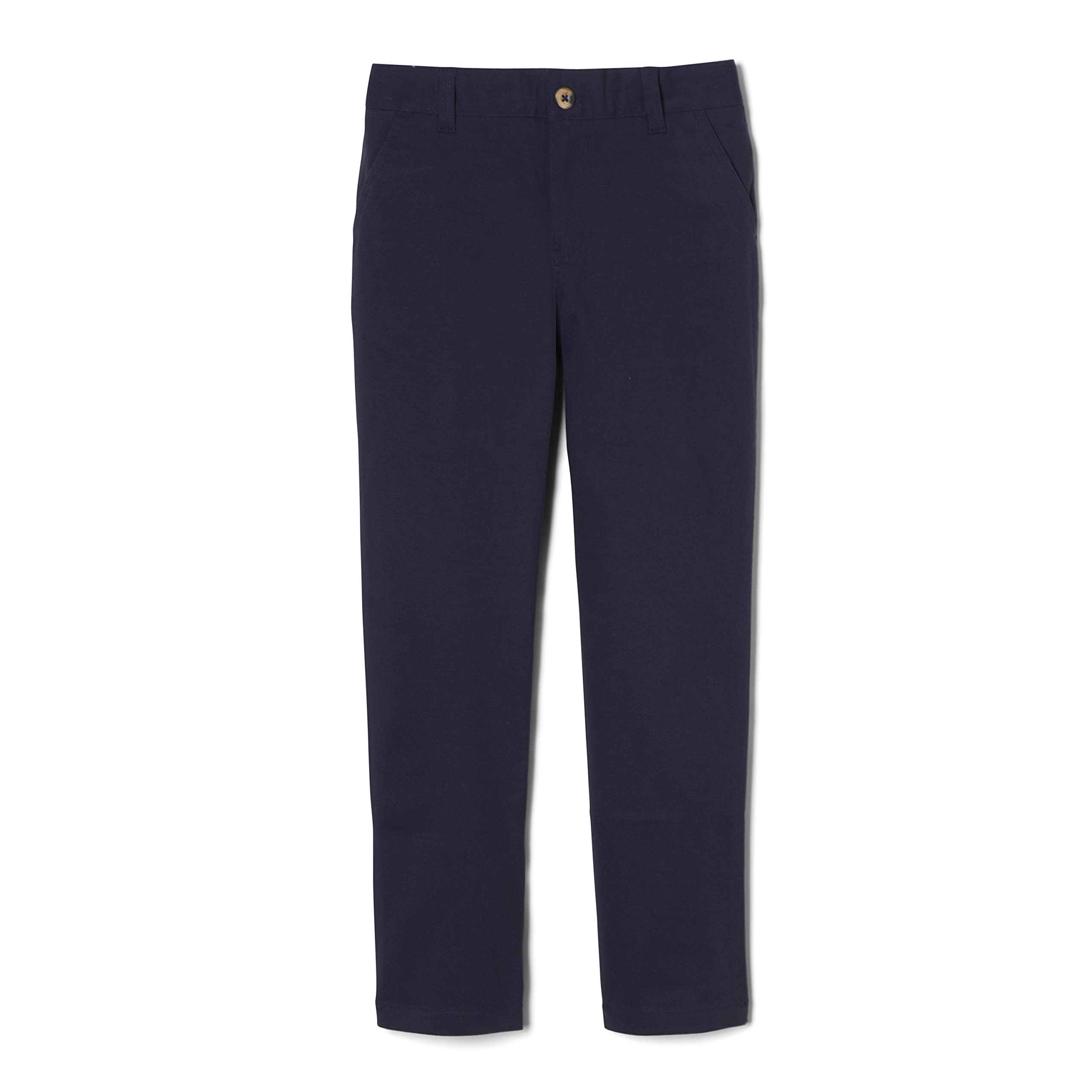 French Toast Boys' Adjustable Waist Straight Fit Stretch Twill Chino Pant, School Uniform Navy, 12