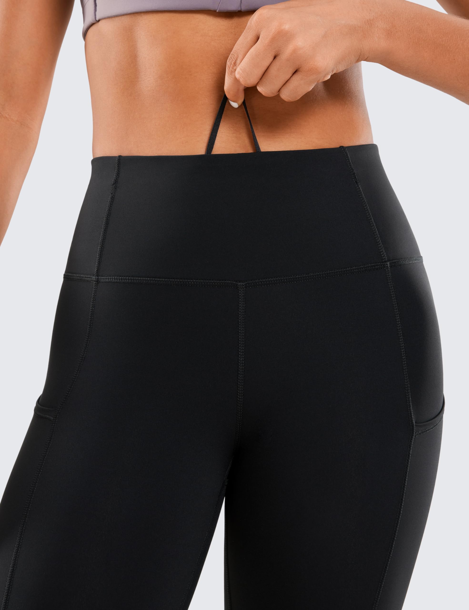 CRZ YOGA Women's Naked Feeling Workout Leggings 25 Inches - High Waisted Yoga Pants with Side Pockets Running Tights Black Medium