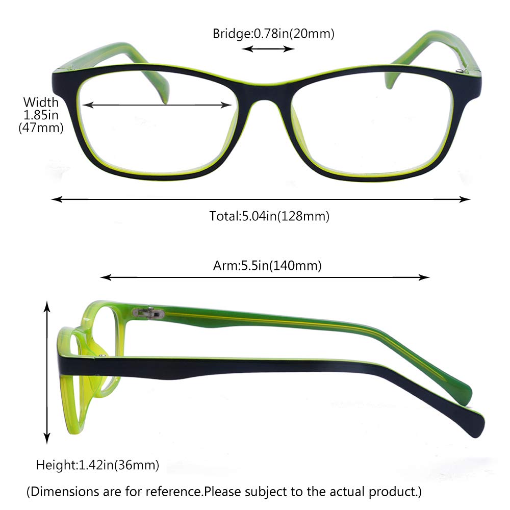 Outray Kids Reactangle Blue Light Blocking Glasses Anti Glare 2186c2 Green