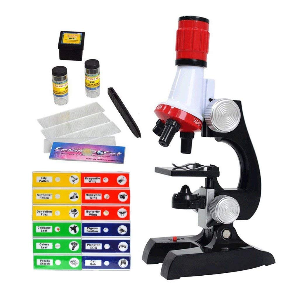 Science Kits for Kids Beginner Microscope with LED 100X 400X and 1200X-Include Sample Prepared Slides (1)
