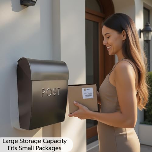 NACH Large Wall Mount Mailbox, 5.07 x 12.44 x 5.39 inches, Black Mailboxes for Outside Wall Mount, Waterproof Mailbox - The Sylvia Mailbox