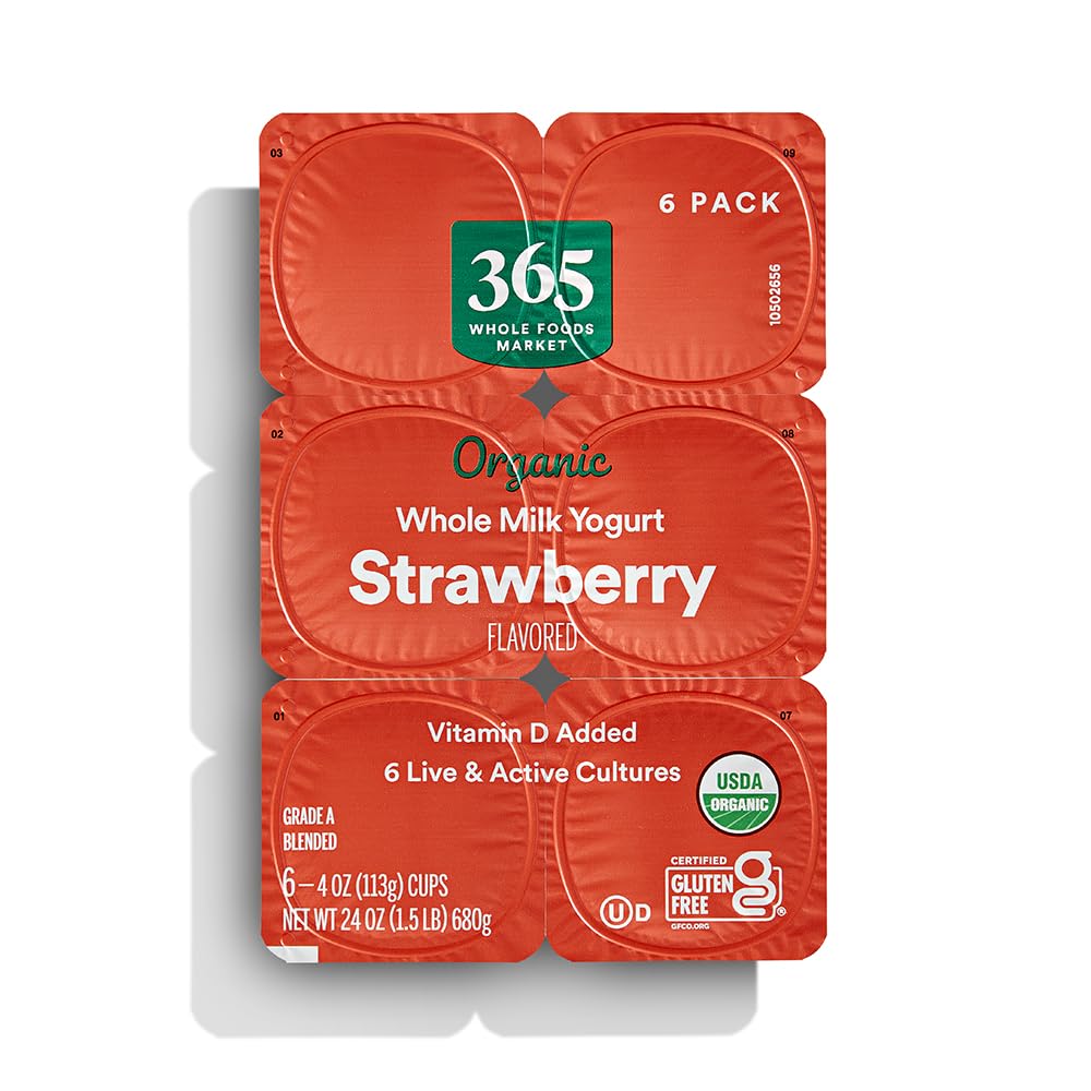 365 by Whole Foods Market, Yogurt Strawberry 6Pk Organic, 24 Ounce