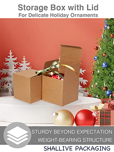 Shallive 4x4x4 Inch 50 Pcs Brwon Kraft Boxes Small Gift Boxes with Lids for Ornament Paper Mug Gift Boxes Individual Cupcake Boxes Craft Boxes Candle Packaging Empty Cube Mini Gift Box for Wedding Birthday Party Favors