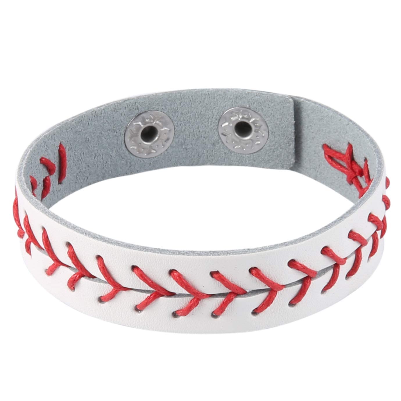 HZMAN Leather Softball Baseball Bracelets by Athletes Bangle Cuff Wristband, 3 Pcs White Black Yellow Ste (White)