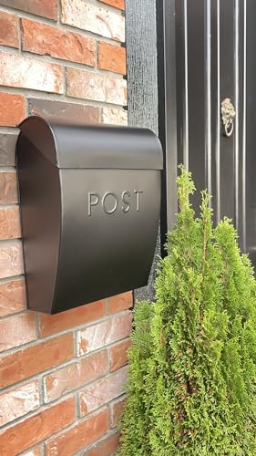 NACH Large Wall Mount Mailbox, 5.07 x 12.44 x 5.39 inches, Black Mailboxes for Outside Wall Mount, Waterproof Mailbox - The Sylvia Mailbox