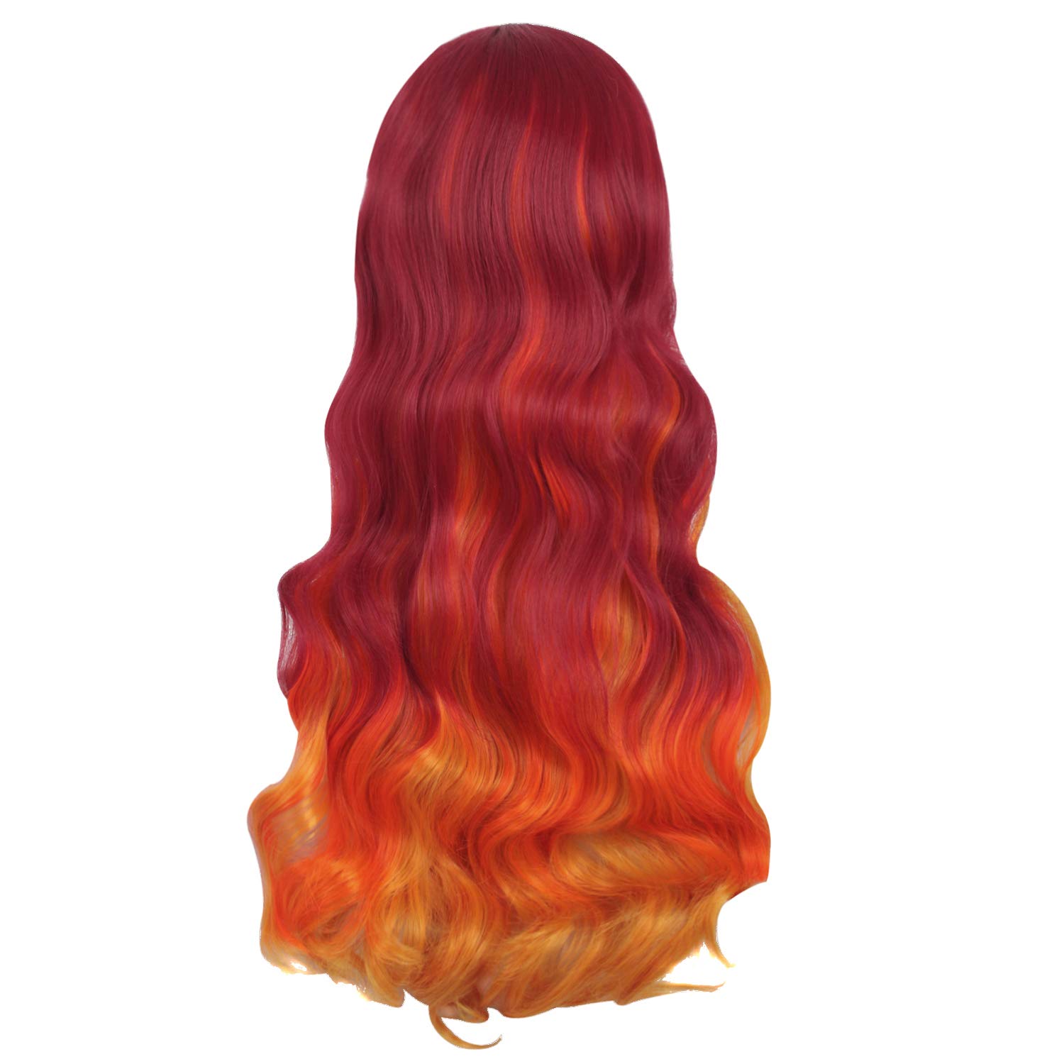 MapofBeauty 28 Inch/70cm Beautiful Long Wavy Harajuku Style Cosplay Wig (Fluorescent Orange/Red/Orange Yellow)