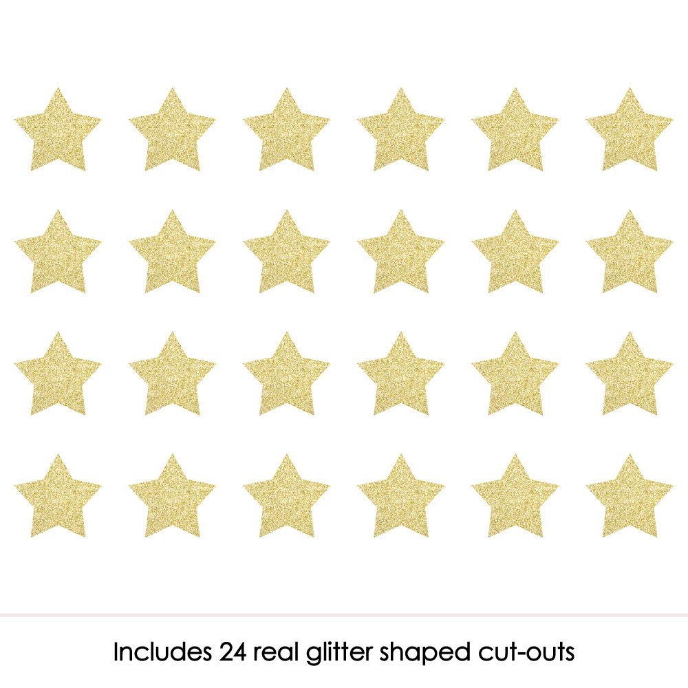 Big Dot of Happiness Gold Glitter Star - No-Mess Real Gold Glitter Cut-Outs - Party Confetti - Set of 24