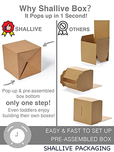 Shallive 4x4x4 Inch 50 Pcs Brwon Kraft Boxes Small Gift Boxes with Lids for Ornament Paper Mug Gift Boxes Individual Cupcake Boxes Craft Boxes Candle Packaging Empty Cube Mini Gift Box for Wedding Birthday Party Favors