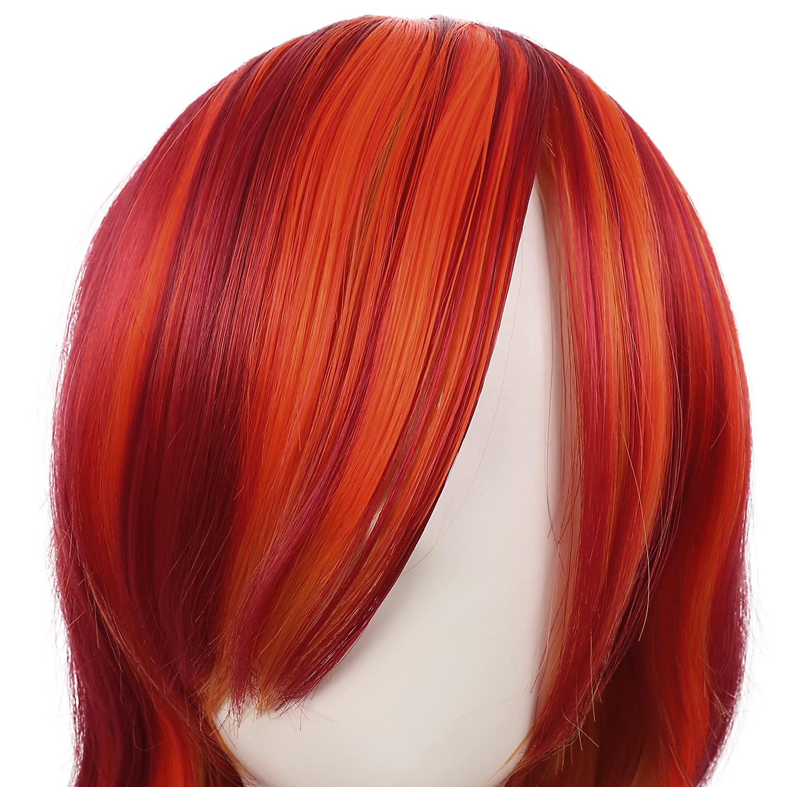 MapofBeauty 28 Inch/70cm Beautiful Long Wavy Harajuku Style Cosplay Wig (Fluorescent Orange/Red/Orange Yellow)