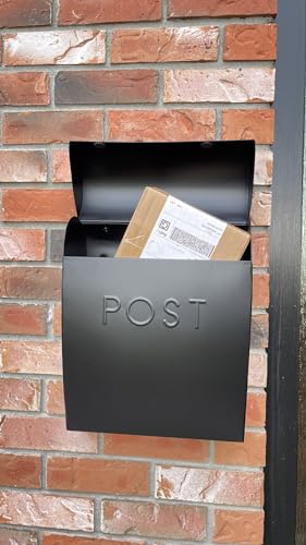 NACH Large Wall Mount Mailbox, 5.07 x 12.44 x 5.39 inches, Black Mailboxes for Outside Wall Mount, Waterproof Mailbox - The Sylvia Mailbox