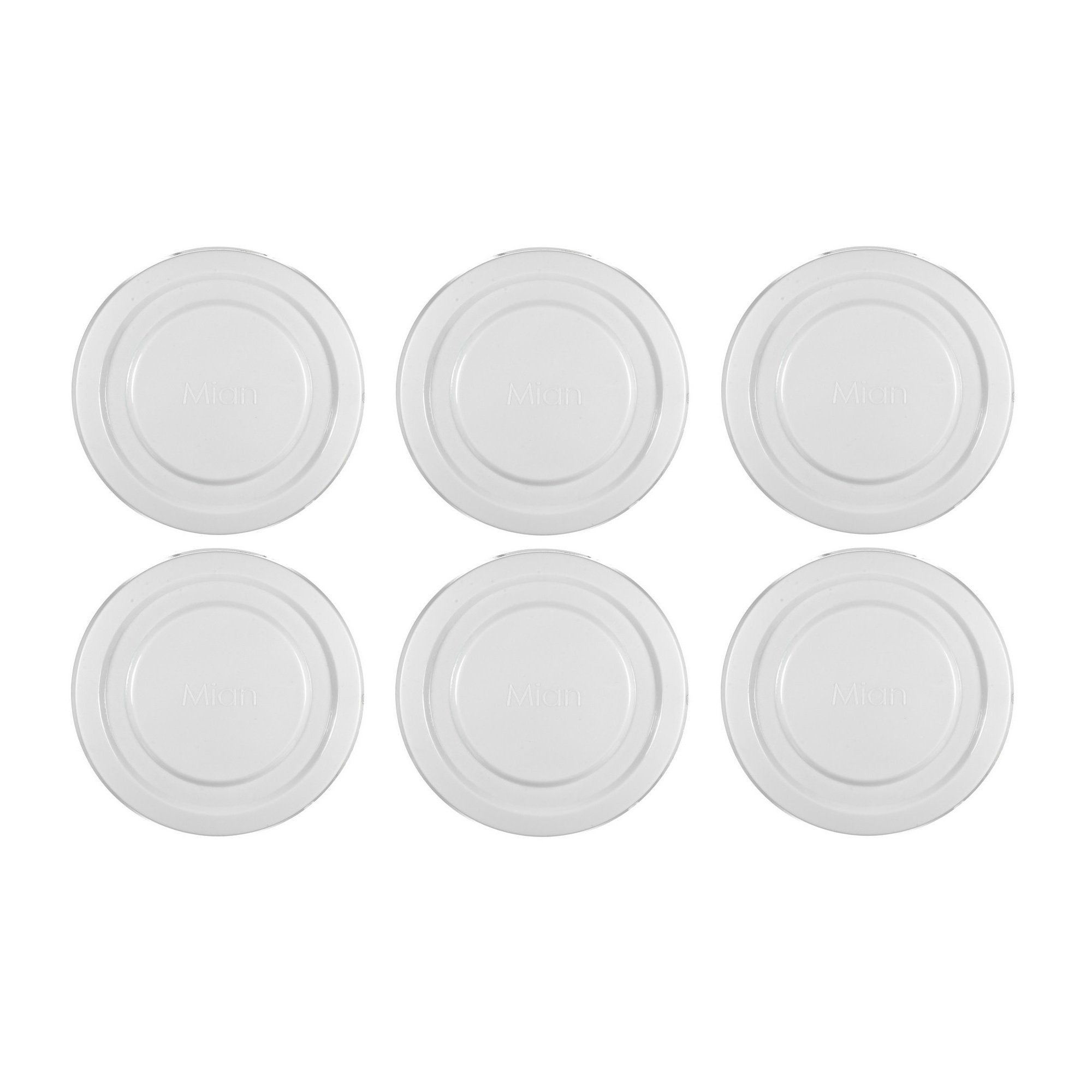 Mian White Plastic Lids fits Luminarc Working Glass 6 Pack