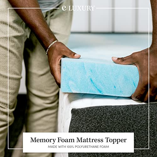 eLuxurySupply 3 Inch Memory Foam Mattress Topper - Temperature Regulating Mattress Pad - 2 lb Density for High Support - CertiPUR-US Certified - Twin Size