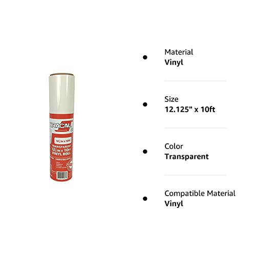 12" x 10ft Roll of Oracal 651 Transparent Craft Vinyl - On a 2.5" Core - Adhesive Vinyl for Cricut, Silhouette, and Cameo Cutters - Gloss Finish - Outdoor and Permanent