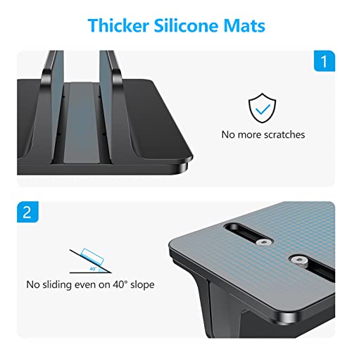 OMOTON Vertical Laptop Stand Holder, Desktop Aluminum Stand for MacBook with Adjustable Dock Size, Fits All MacBook, Surface, Chromebook and Gaming Laptops (Up to 17.3 inches), Black