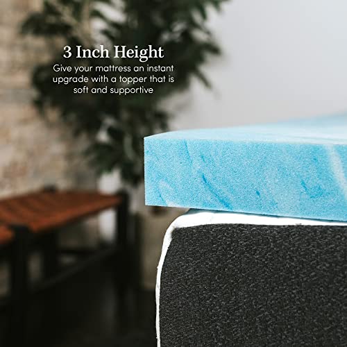 eLuxurySupply 3 Inch Memory Foam Mattress Topper - Temperature Regulating Mattress Pad - 2 lb Density for High Support - CertiPUR-US Certified - Twin Size