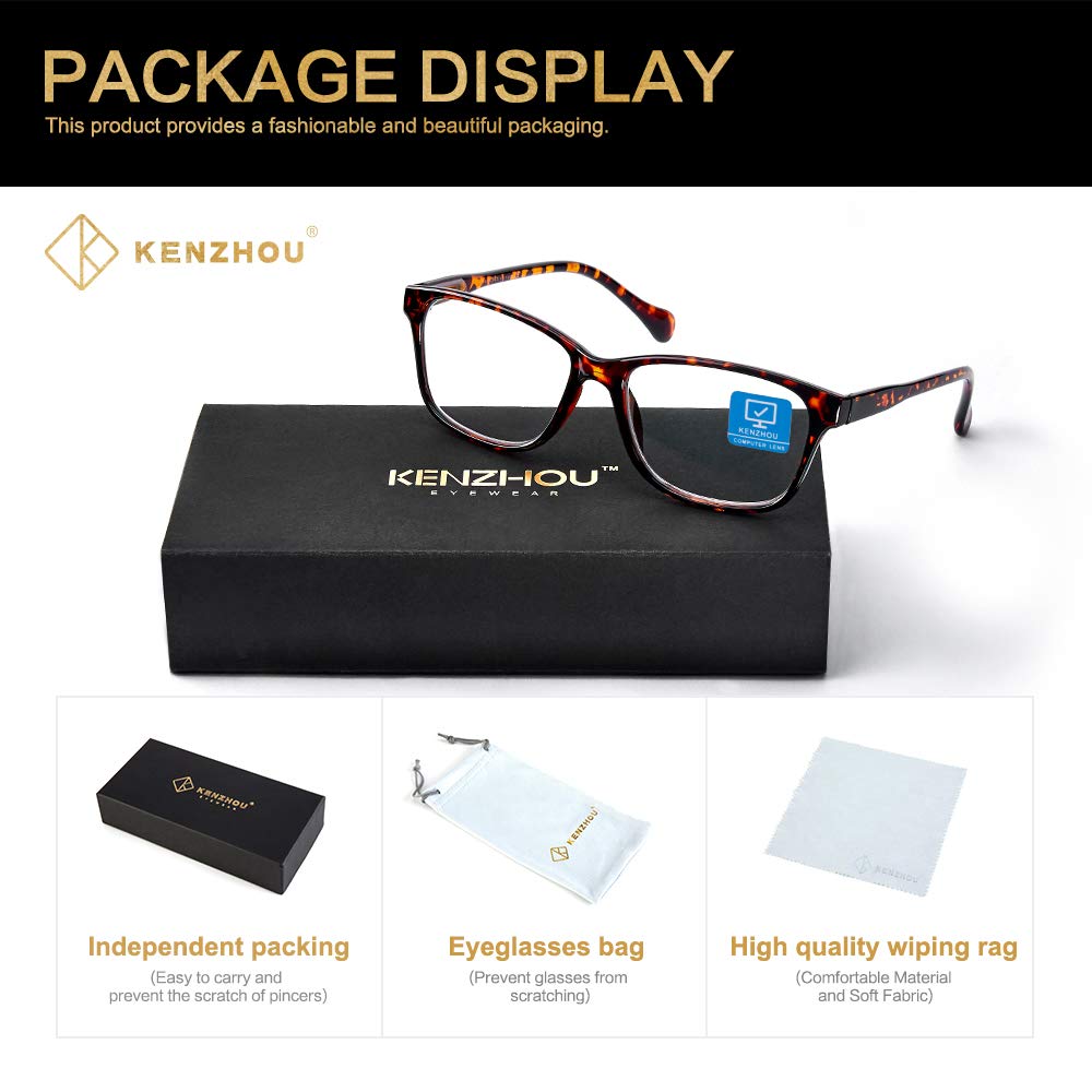 K KENZHOU Blue Light Blocking Glasses/Computer Glasses 2 Pack for Women/Men Computer Reading/Gaming/TV/Phones Glasses,Anti Eyestrain & UV Glare(C1,C2)