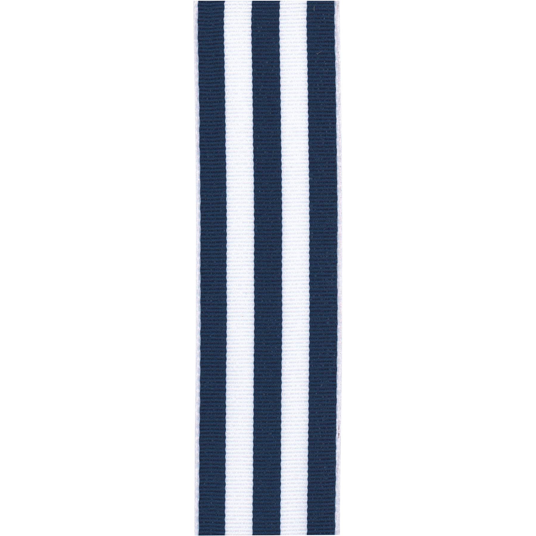 Offray 1.5" Wide Grosgrain Ribbon, 25 Yards, Navy Blue and White Stripe