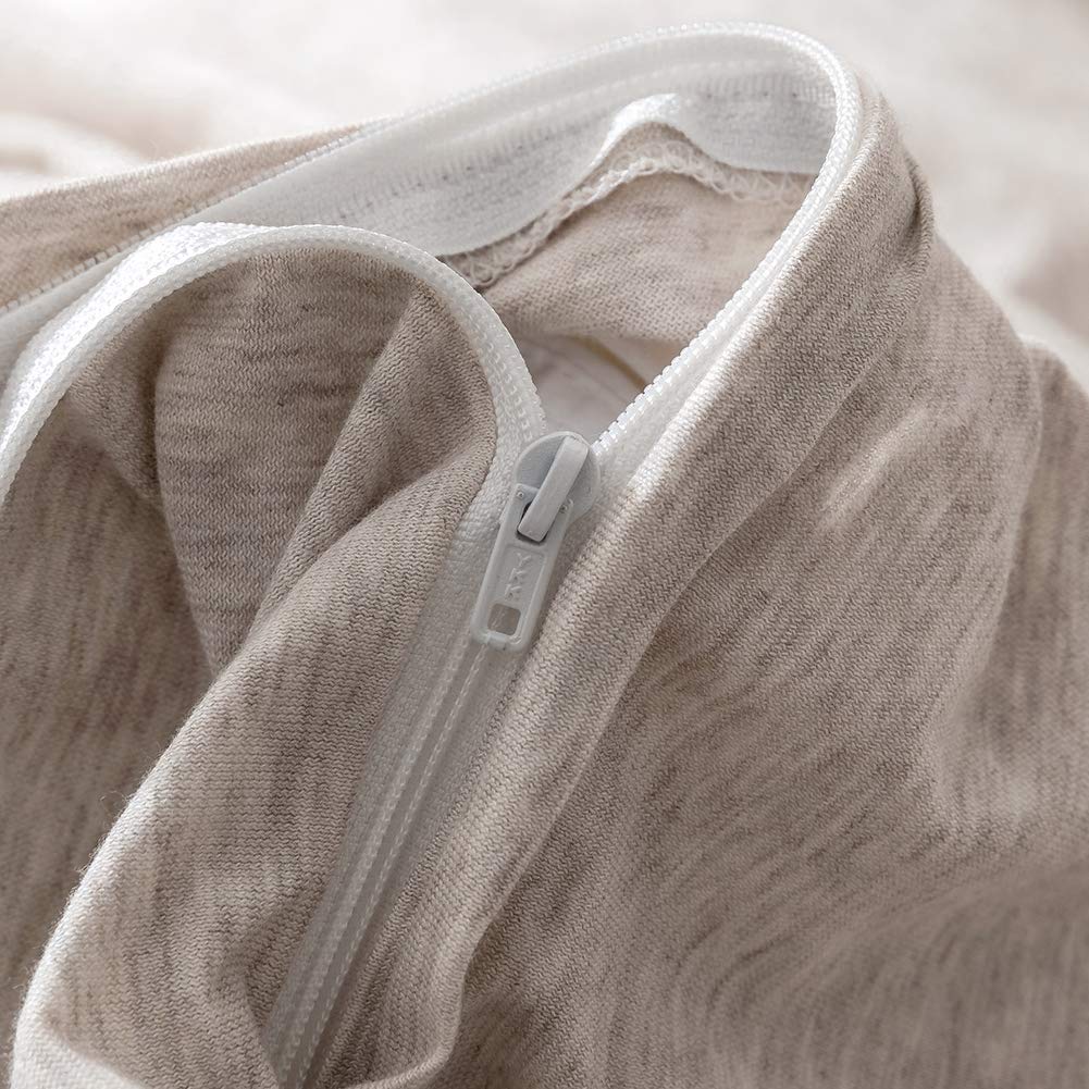 DONEUS Jersey Knit Duvet Cover Set 100% T-Shirt Cotton Super Soft Breathable Comfy Natural Bedding Set 3 Piece with Zipper Closure, Solid Beige King 104x90 Inches
