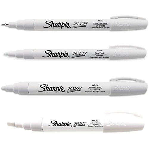 Sharpie Paint Marker Oil Based White with Extra Fine, Fine, Medium & Bold