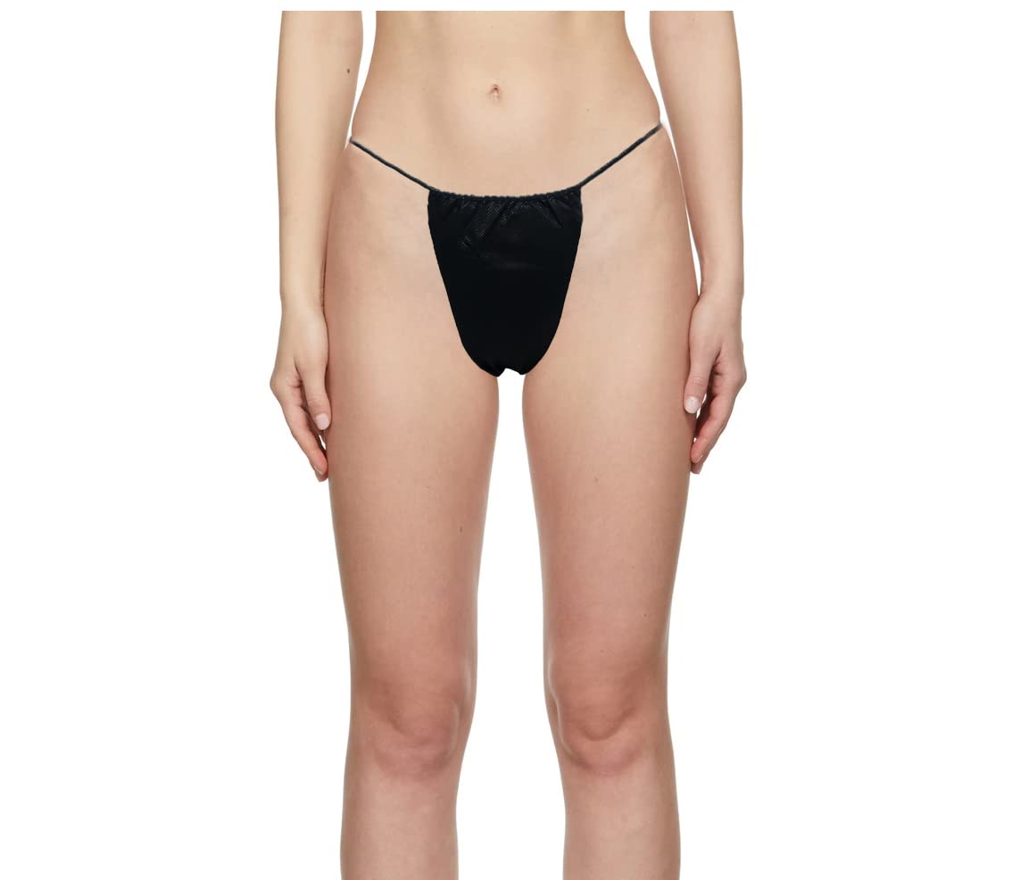 Lifesoft Pack of 100 Disposable Thong Panties Spay Tanning Wraps, Individually Wrapped Black