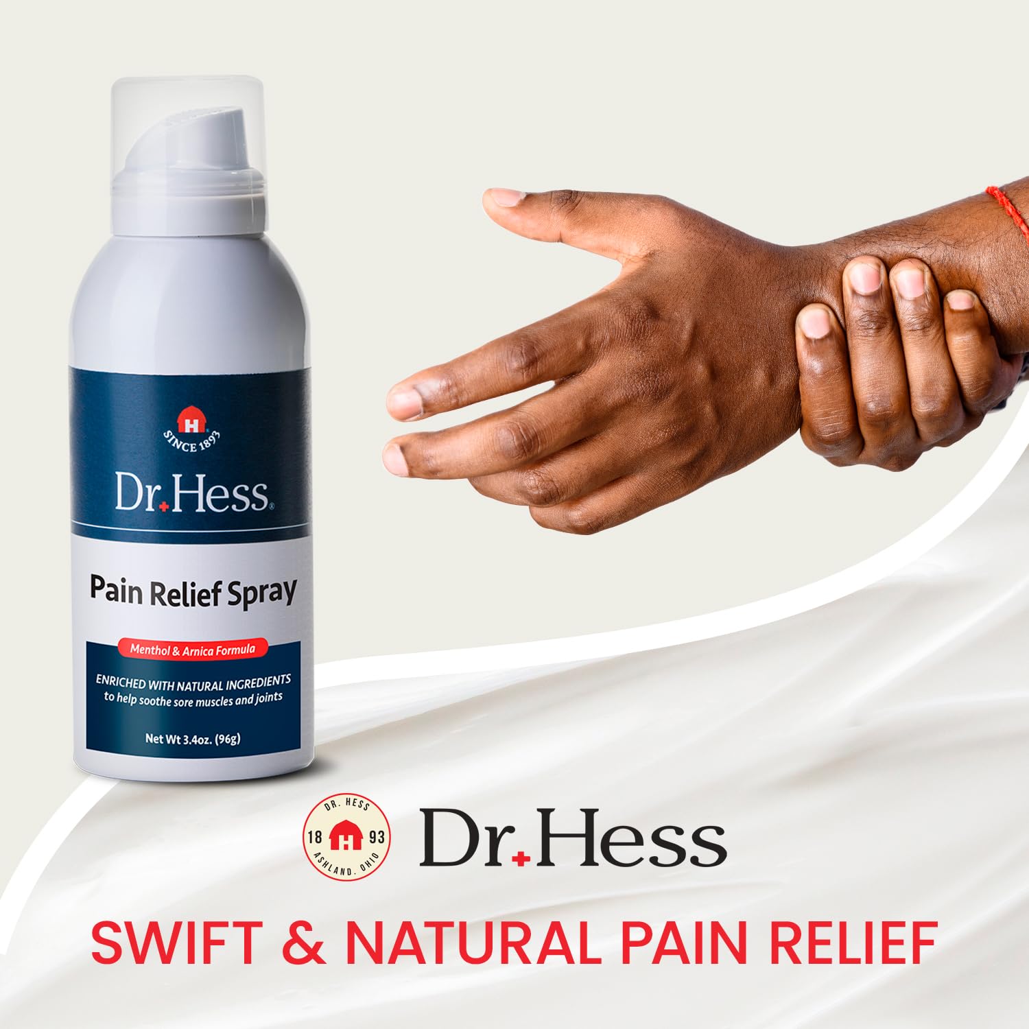 Dr. Hess Spray, Extra Strength Natural Joint & Muscle Relief for Sports Injuries, Arthritis, Swelling & Aching, with Aloe, Arnica, Tea Tree Oil & Camphor, Travel Size, 3.4 Oz (96g)