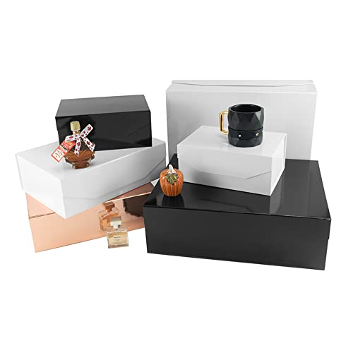 PACKGILO 1 Pcs White Extra Large Gift Box with Lid, 16.5 x 13 x 5.3 Inches, Hard Magnetic Giant Gift Boxes for Presents Clothes Robe Wedding Dress Sweater,Reusable Foldable Bridesmaid Proposal Box