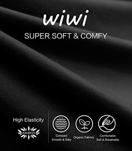 WiWi Women's Viscose from Bamboo Full Slip Nightgown Comfy Chemise Mini Nightgowns Lightweight Lounge Dress S-4X, Black, Large