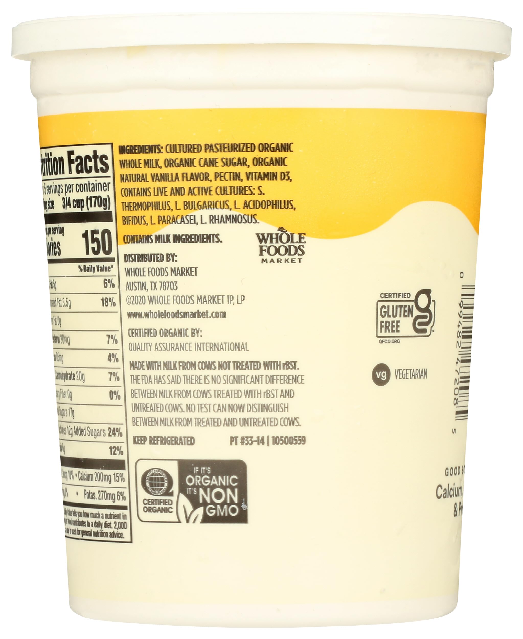 365 by Whole Foods Market, Yogurt Vanilla Organic, 32 Ounce