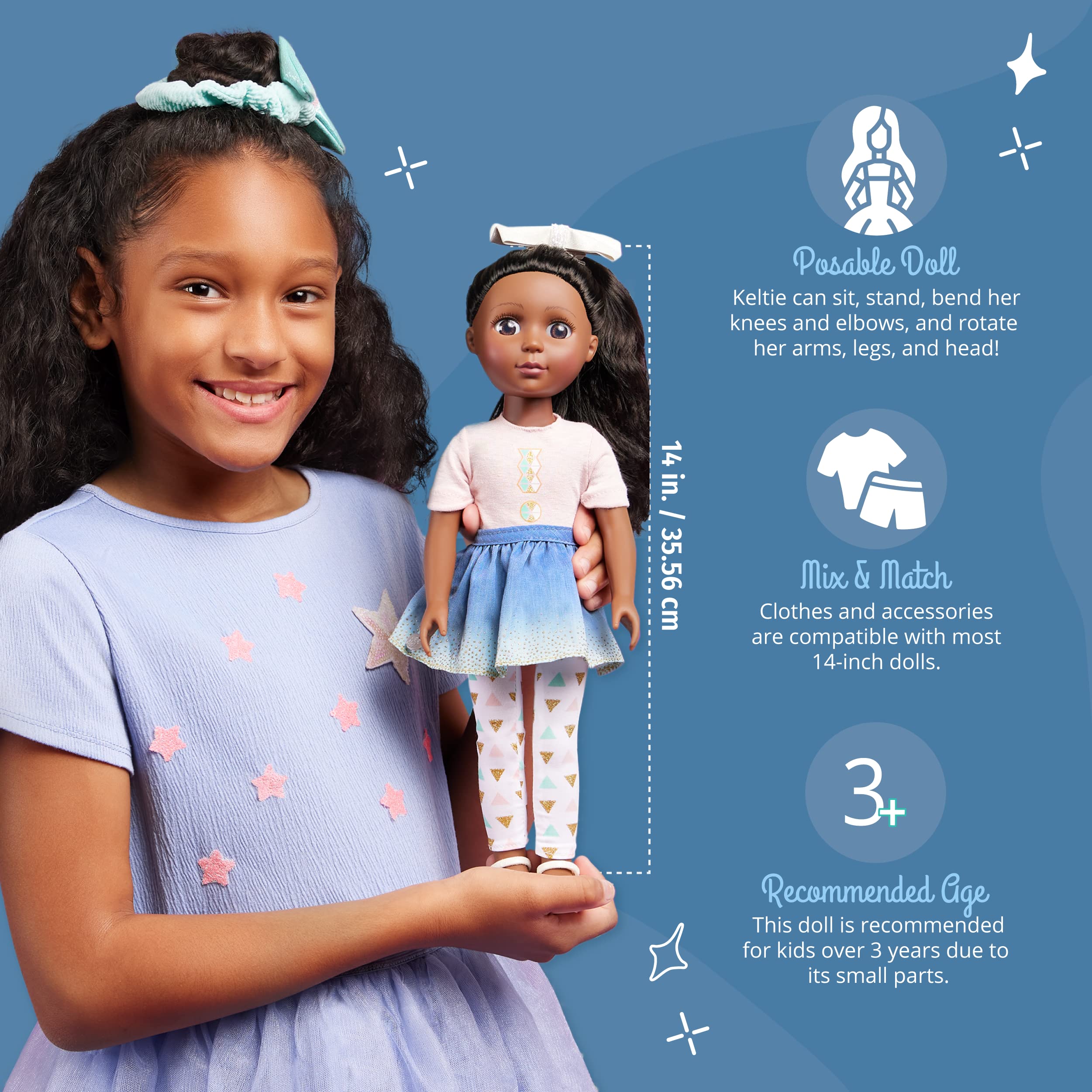 Glitter Girls Keltie 14-Inch Doll, Poseable, Fashion Dolls For 3+ Year Old Girls