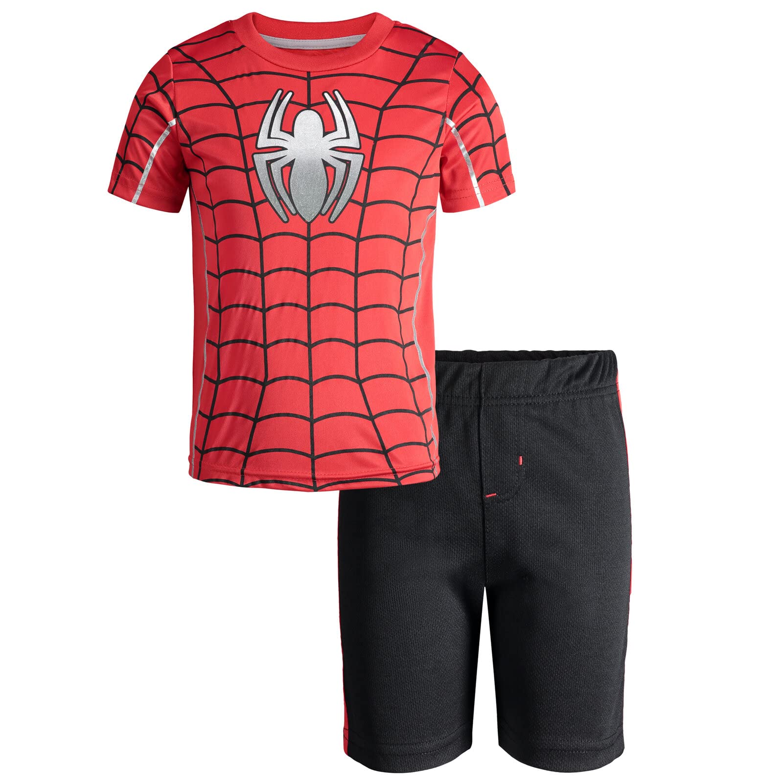 Marvel Spider-Man Toddler Boys Athletic Pullover T-Shirt Mesh Shorts Outfit Set 4T