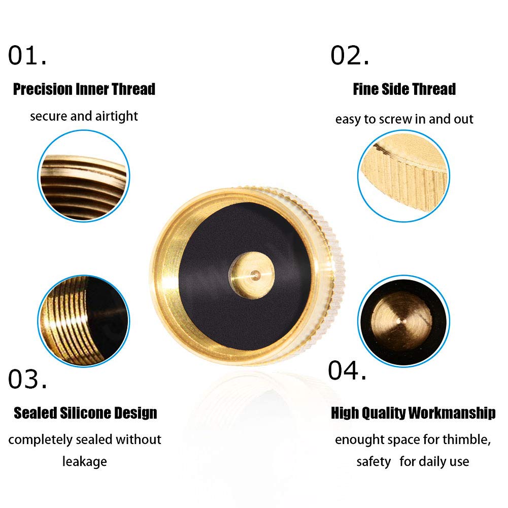 Joywayus 9Pcs Solid Brass Refill Propane Bottle Cap Universal for All 1 LB Gas Tank Cylinder Sealed Protect Cap