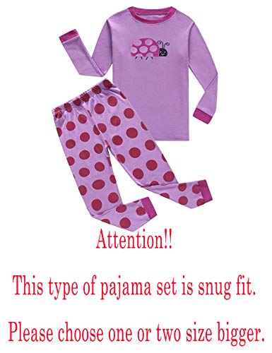 Family Feeling Ladybug Little Girls Long Sleeve Pajamas Sets Cotton Sleepwears Toddler Kids Pjs Size 2T