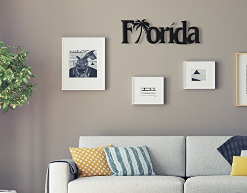 Memory Mats & Word Art US States Decorative Wall Signs, Vacation & Destination Geographic Graphic Plaque, 18 x 6 inches (Florida)