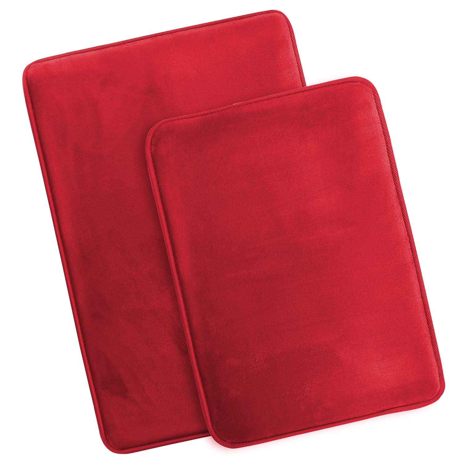 Clara Clark 2 Piece Bathroom Rugs Bath Mat Set, Velvet Memory Foam Bath Mats for Bathroom - Non-Slip, PVC Backing Bath Rugs, Washable Bathroom Rug Mats - Dries Quickly, Bathroom Rug Set - Burgundy