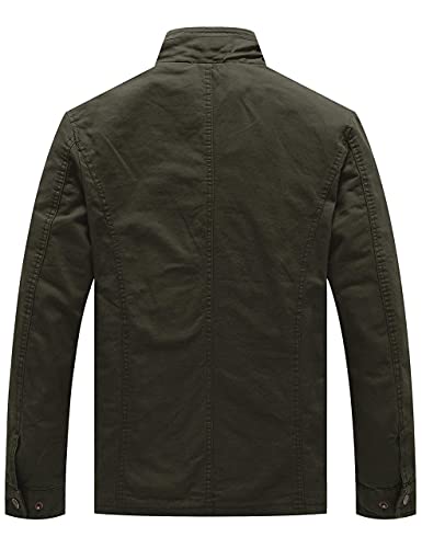 WenVen Men's Spring Cotton Field Jacket Tactical Windbreaker (Army Green, 3XL)