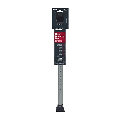 SABRE Adjustable 2-in-1 Door Security Bar, Door Stop Bar Secures Onto Door Knob, Strong Scratch-Proof Grip, Steady Against Floor, Removable Door Knob Top For Sliding Door Use, Portable & Easy to Use