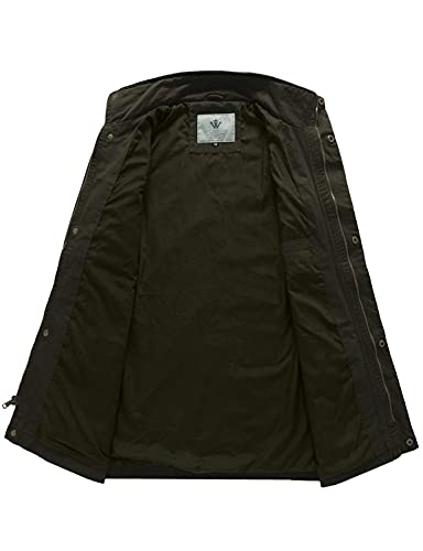 WenVen Men's Spring Cotton Field Jacket Tactical Windbreaker (Army Green, 3XL)