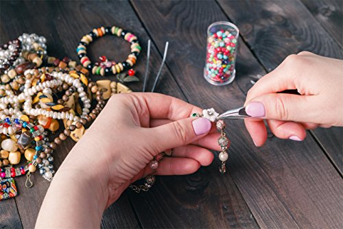 anezus Jump Rings for Jewelry Making Supplies with Jump Ring Pliers (1200Pcs Dull Silver and Bright Silver)