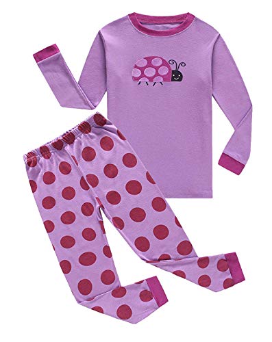 Family Feeling Ladybug Little Girls Long Sleeve Pajamas Sets Cotton Sleepwears Toddler Kids Pjs Size 2T