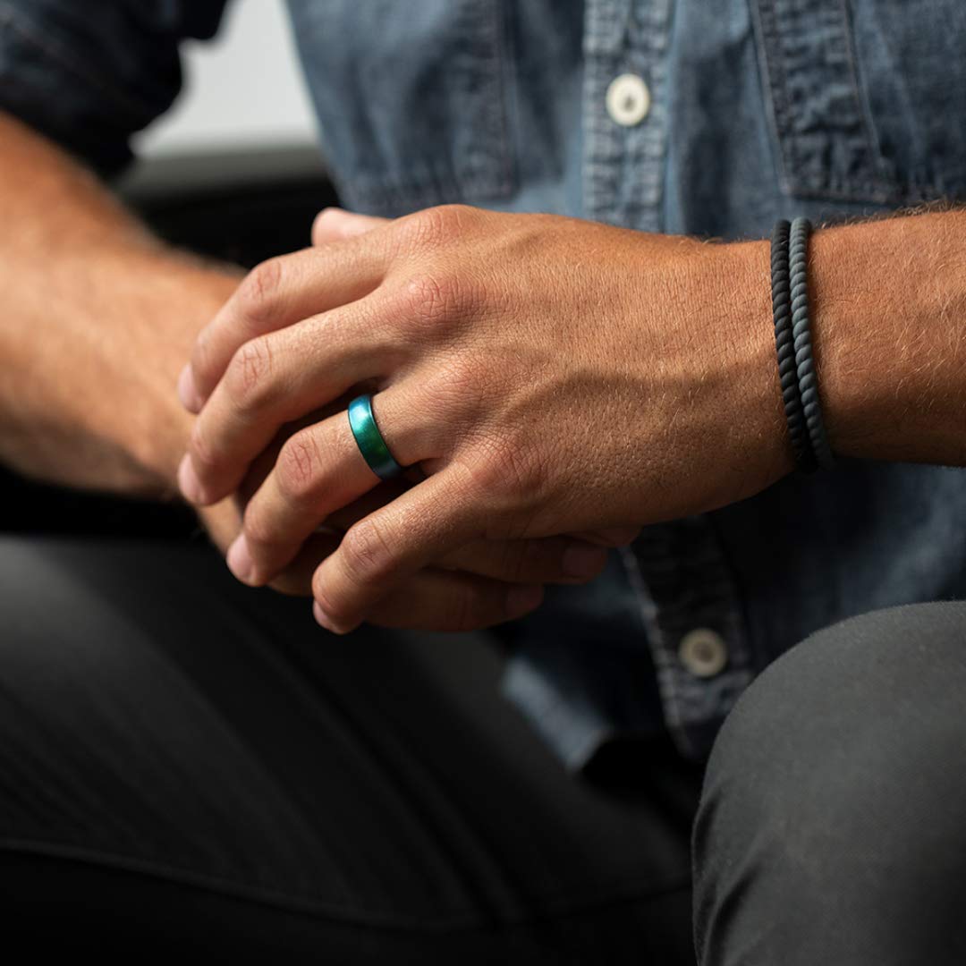 Enso Rings Classic Legend Silicone Ring - A Silicone Ring Made in The USA - an Ultra Comfortable, Breathable, and Safe Silicone Ring - Men's and Women's Silicone Wedding Ring (Poseidon, 7)