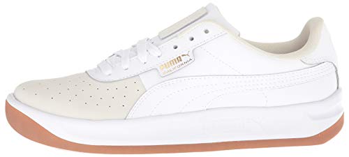 PUMA Women's CALI EXOTIC Sneaker, Whisper White-Puma White-Puma Team Gold, 7