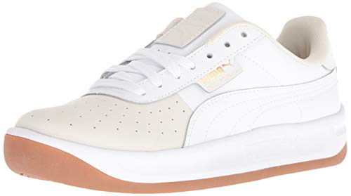 PUMA Women's CALI EXOTIC Sneaker, Whisper White-Puma White-Puma Team Gold, 7