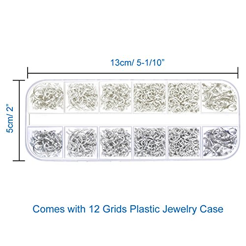 anezus Jump Rings for Jewelry Making Supplies with Jump Ring Pliers (1200Pcs Dull Silver and Bright Silver)