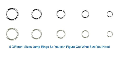 anezus Jump Rings for Jewelry Making Supplies with Jump Ring Pliers (1200Pcs Dull Silver and Bright Silver)