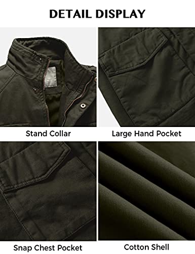 WenVen Men's Spring Cotton Field Jacket Tactical Windbreaker (Army Green, 3XL)