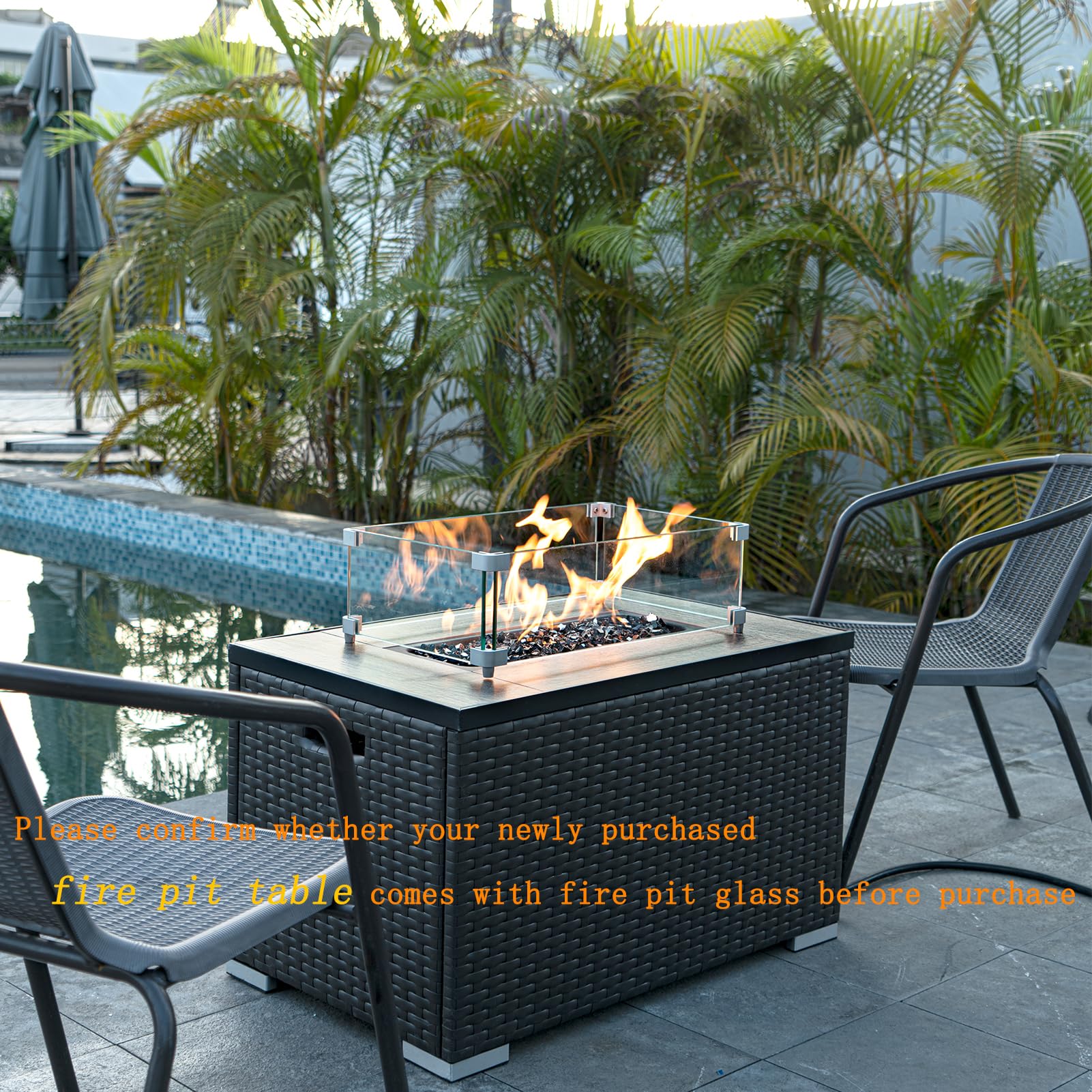 GASPRO 20 lbs Black Fire Glass for Fire Pit, 1/2-Inch Reflective Glass Rocks for Propane or Gas Fireplace, Add Ambience to Gatherings and Parties for Outdoors and Indoors