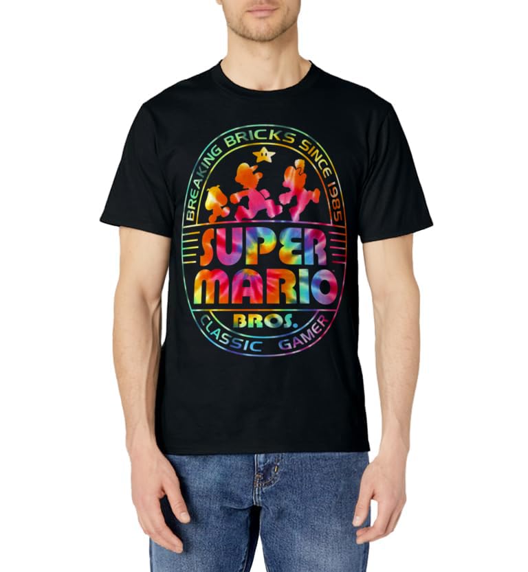 Super Mario Brick Break 85 Tie Dye Logo T-Shirt