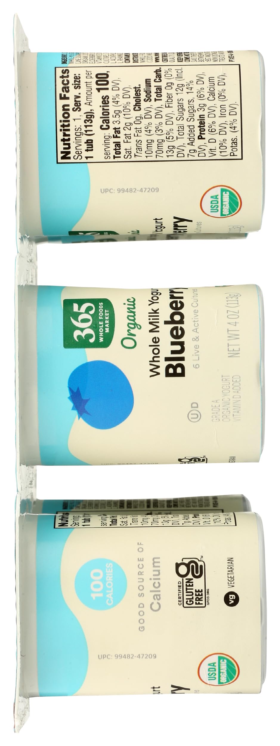 365 by Whole Foods Market, Yogurt Blueberry 6Pk Organic, 24 Ounce