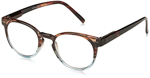 Peepers by PeeperSpecs Dynomite Round Light Blocking Reading Glasses, Blue/Brown, 47 + 1.5